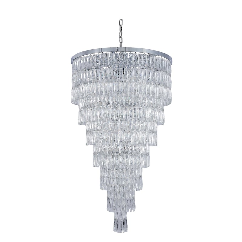 32" Chrome Metal 7-Tier Chandelier With Clear Crystals - Bed Bath & Beyond - 35491095